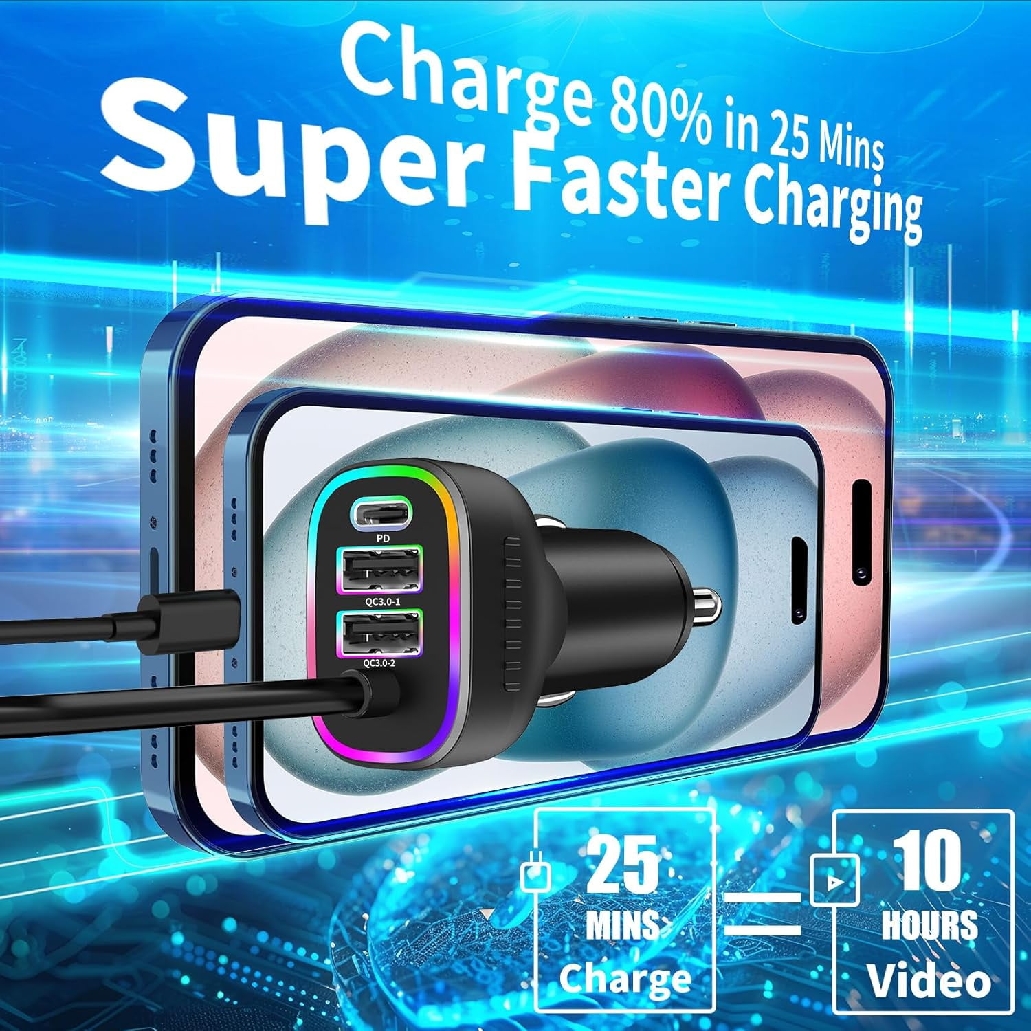 TRHOO-[Apple MFi Certified] iPhone Fast Car Charger, 140W USB-C 2PD ...