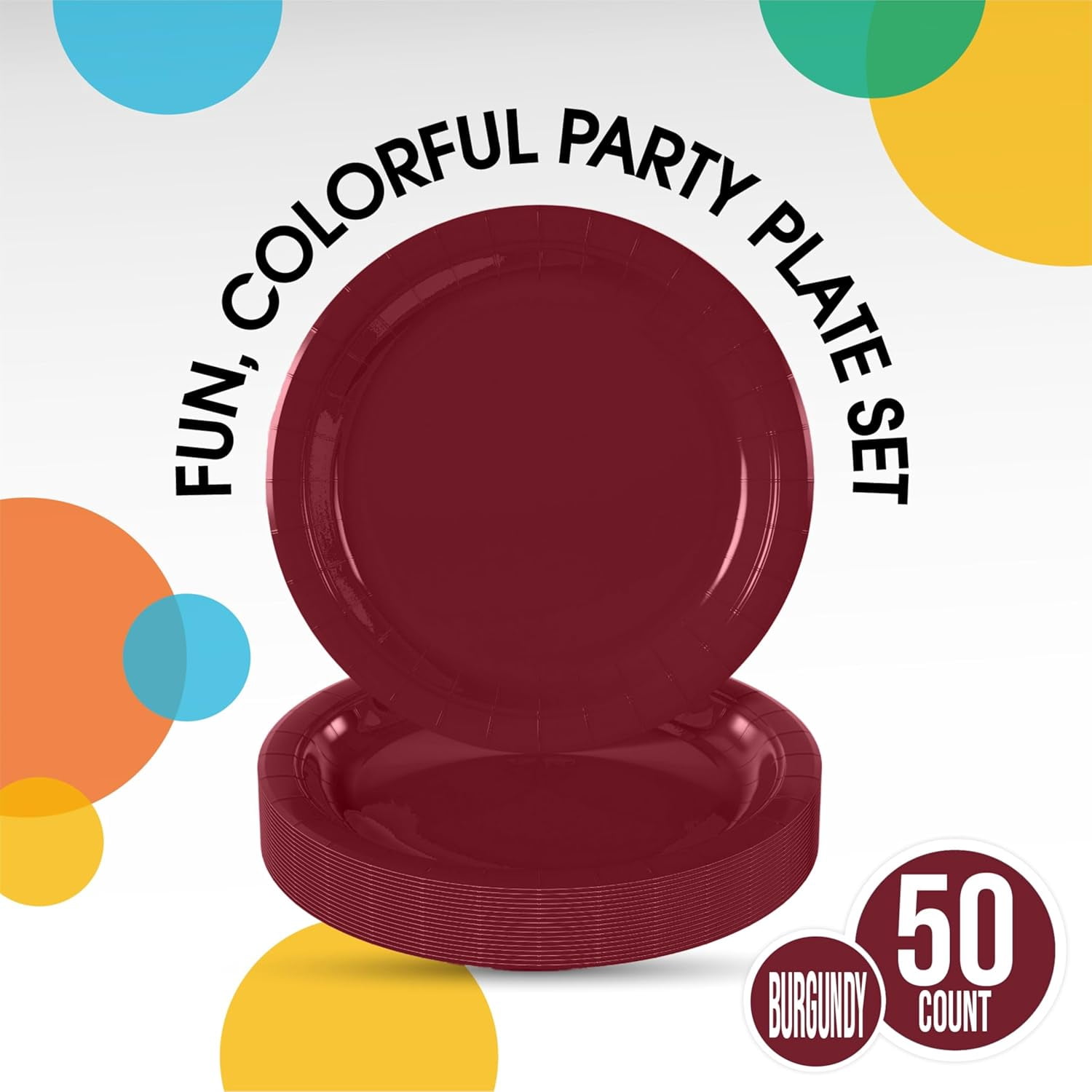 TRHOO-Burgundy Paper Plates Disposable Heavy Duty 9 Inch Disposable ...