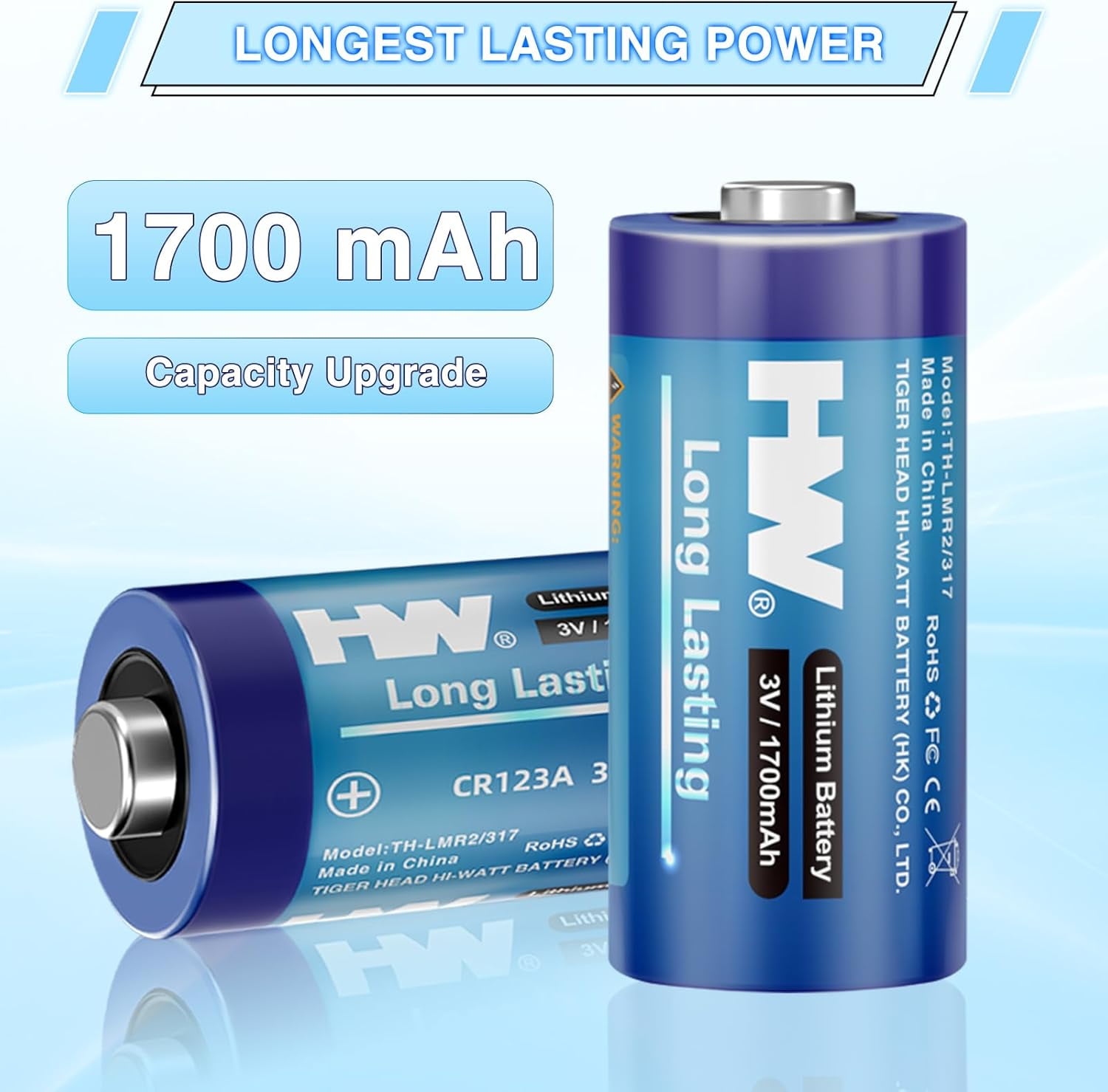 TRHOO-CR123A 3V Lithium Batteries, 6 Pack 1700 mAh Long Lasting Power ...