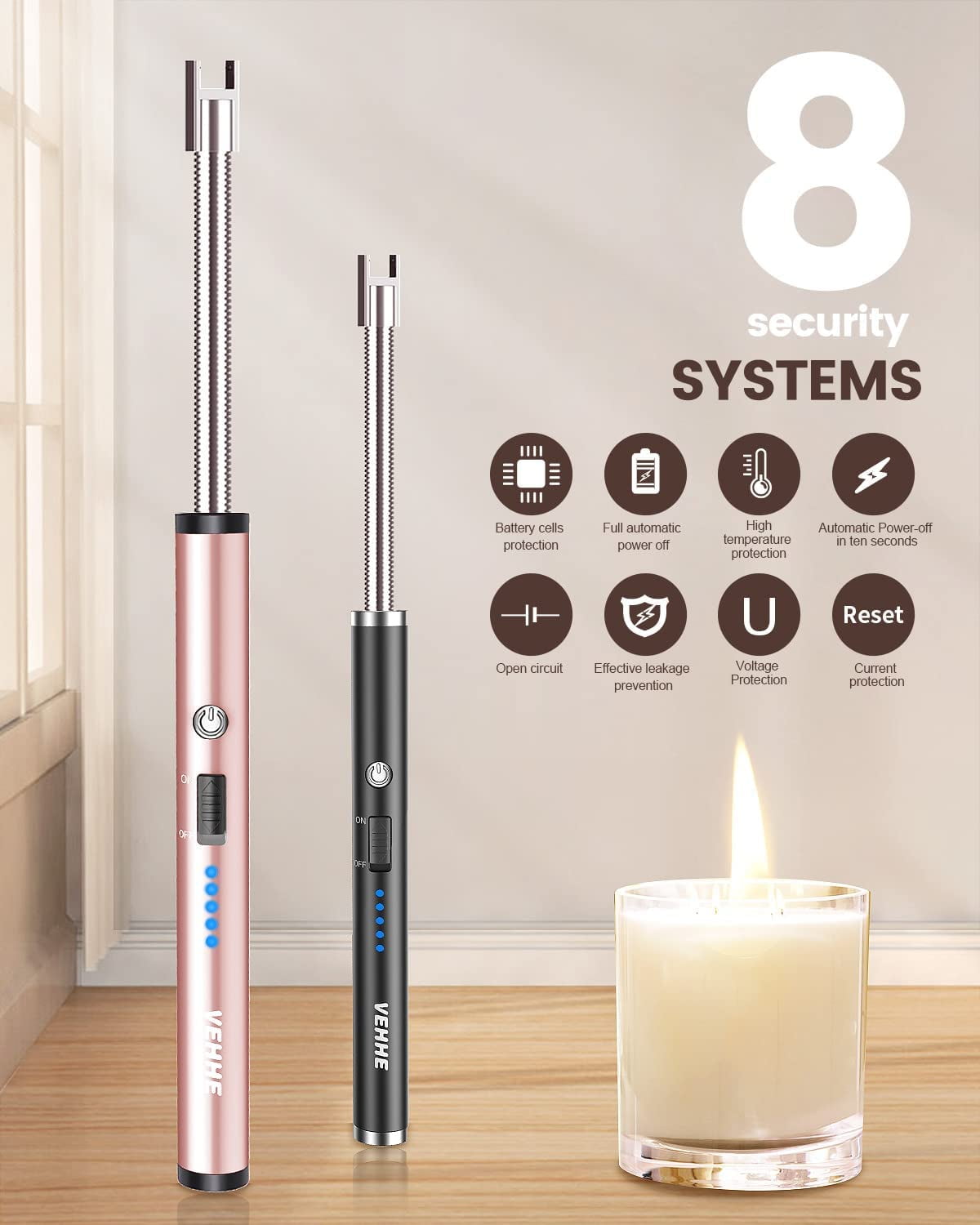 TRHOO-Candle Lighter, 2 Pack Rechargeable Electric Lighter with LED ...