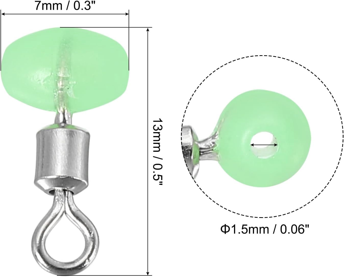 TRHOO-Cross-Line Fishing Swivels & Bead Glow in The Dark T Shape Pulley ...