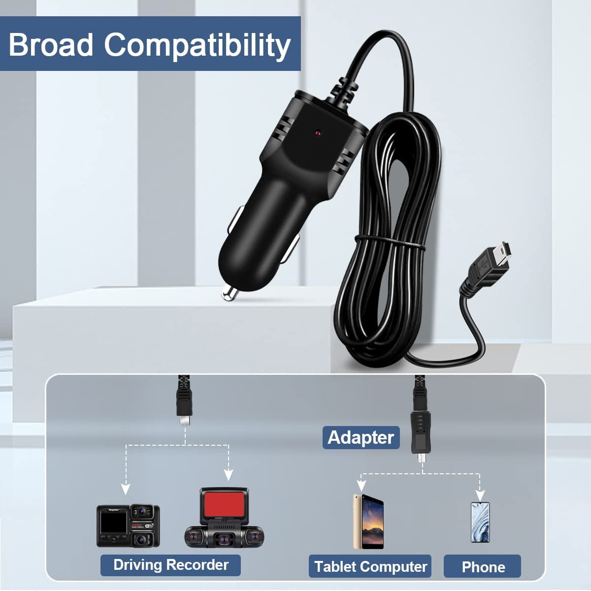 TRHOO-Dash Camera Car Charger, Mini USB and Micro USB Interfaces ...