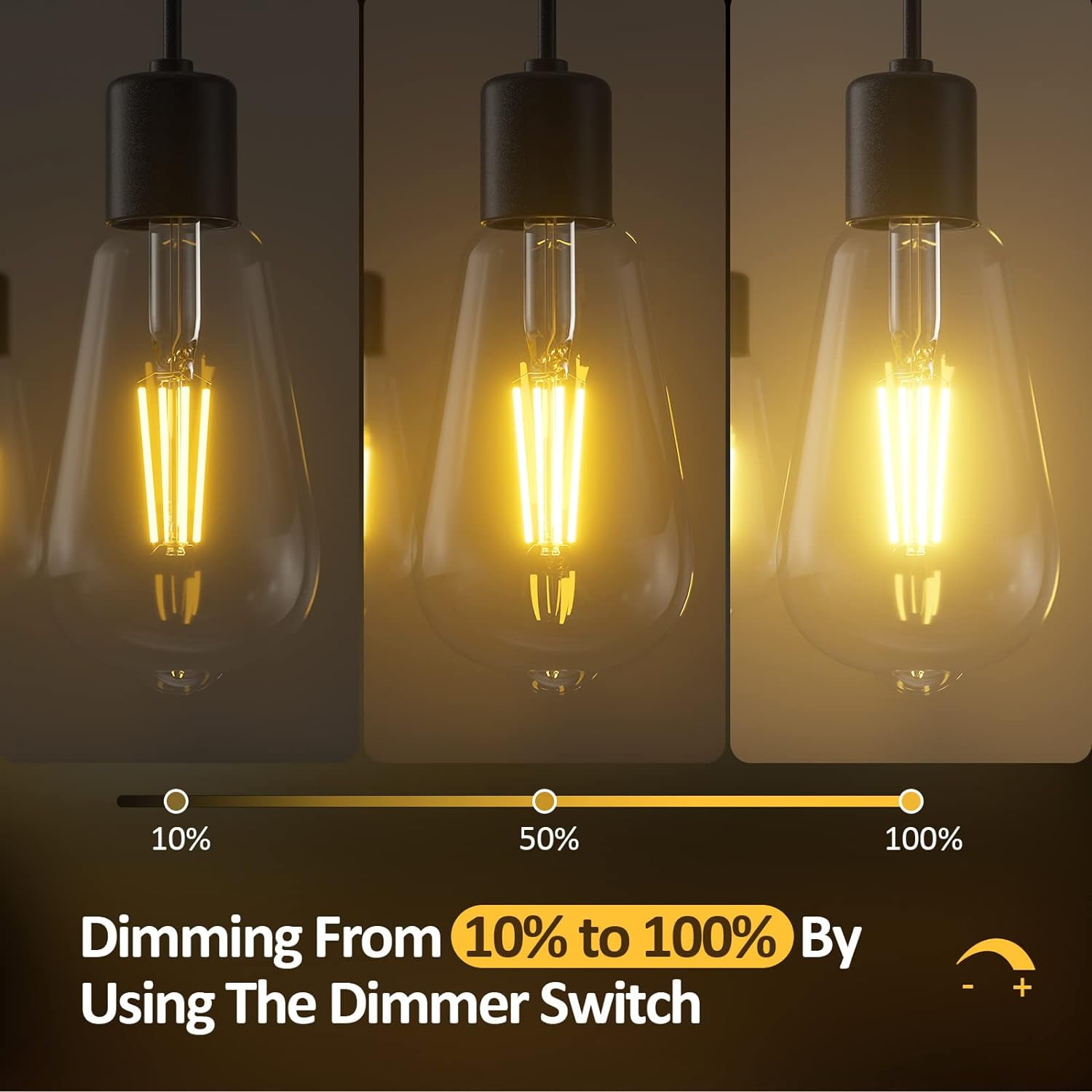 TRHOO-Dimmable E26 LED Edison Light Bulbs 60 Watt Equivalent, 2700K ...