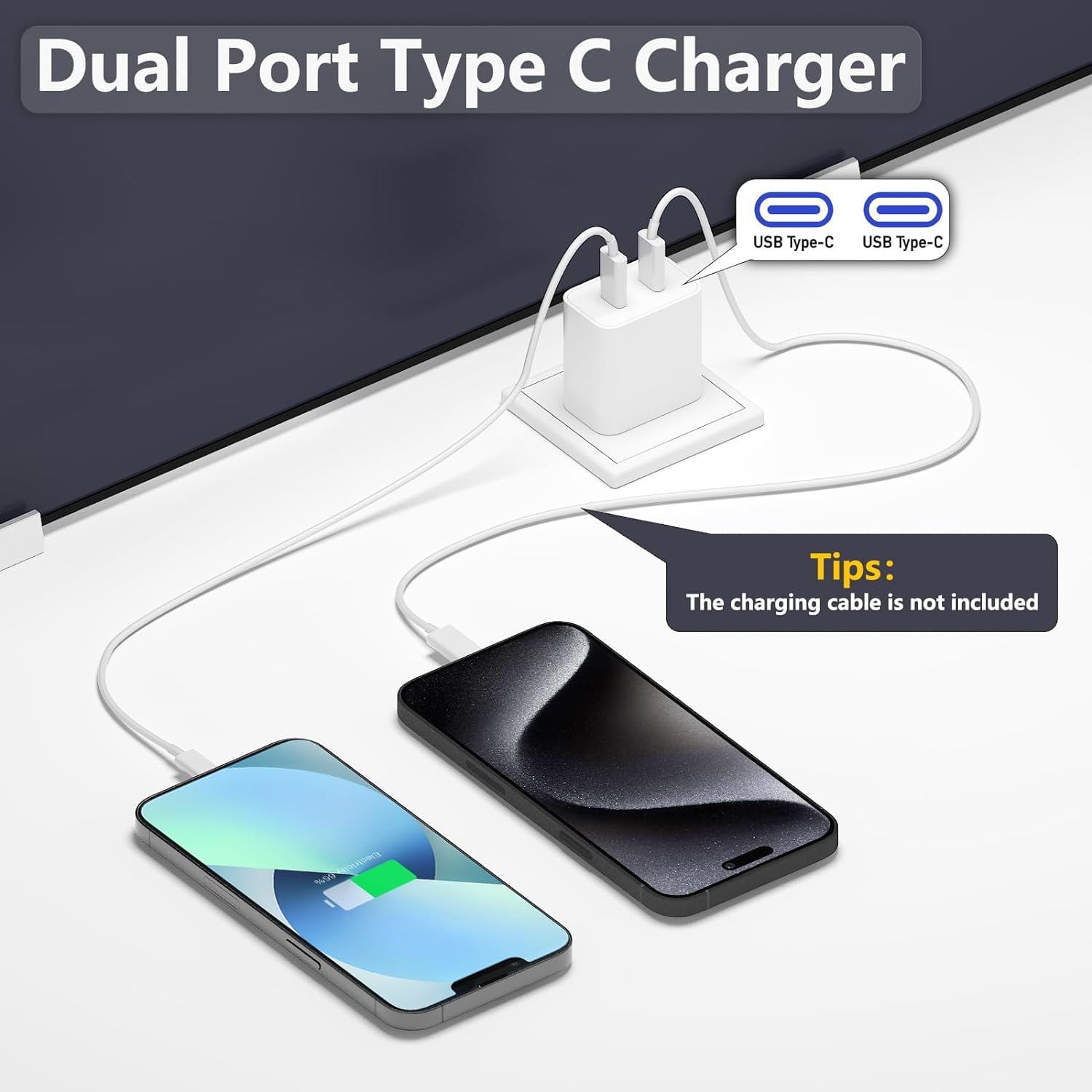 TRHOO-Dual USB C Fast Charger Block, 3Pack Dual Port UBS C Wall Fast ...