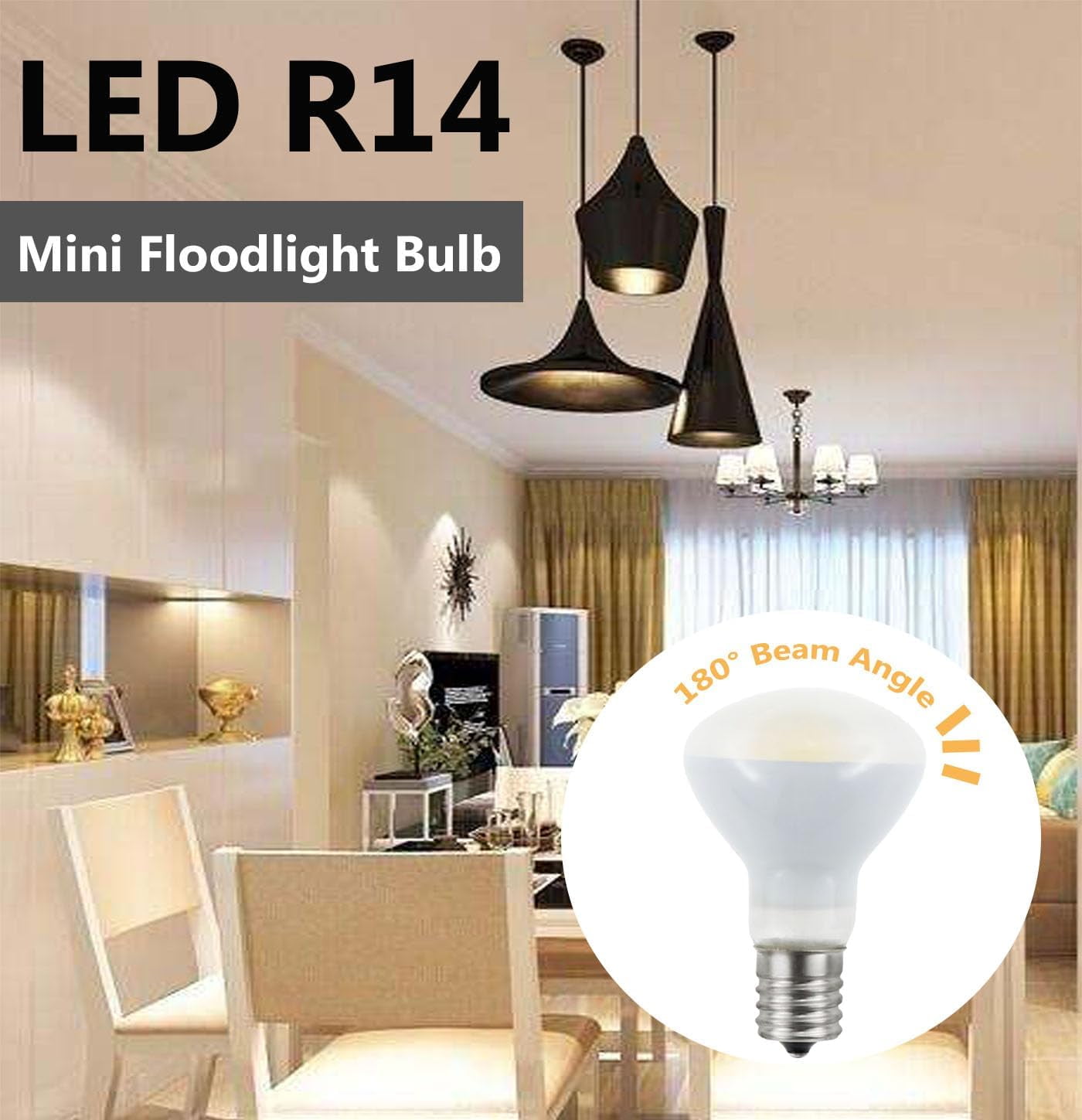 TRHOO-E17 R14 LED Bulb, 4W (40W Equivalent) Mini Reflector Floodlight ...
