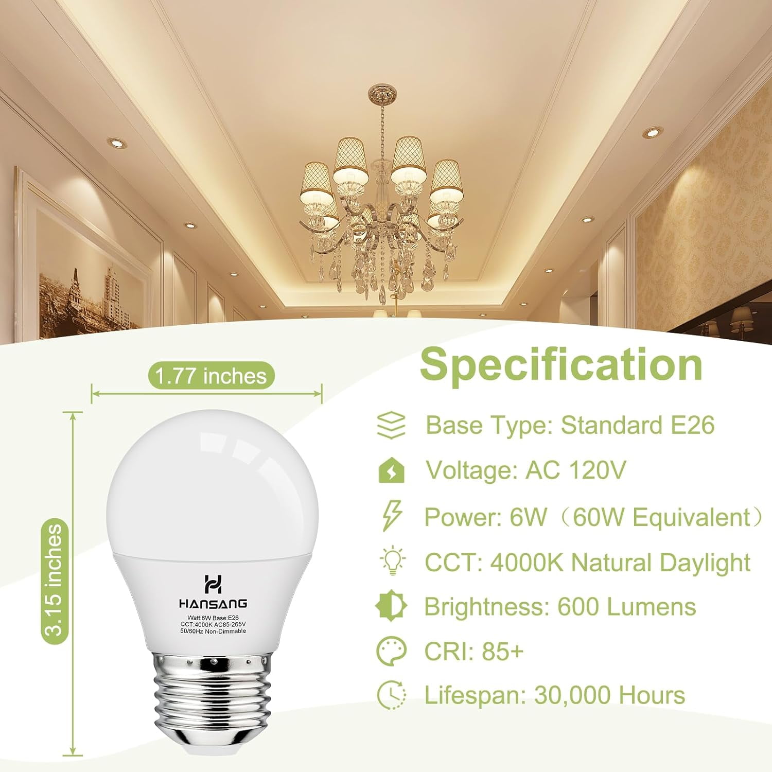 TRHOO-E26 Ceiling Fan Light Bulbs, 4000K Natural Daylight, 60 Watts ...