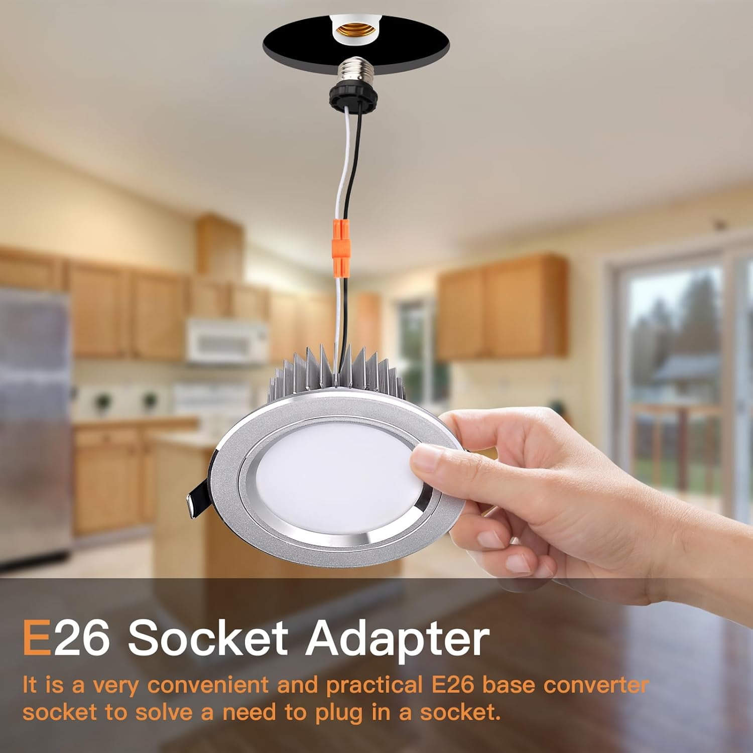 TRHOO-E26 Socket Adapter, 2 Pack Light Bulb Socket Pigtail, Screw in ...