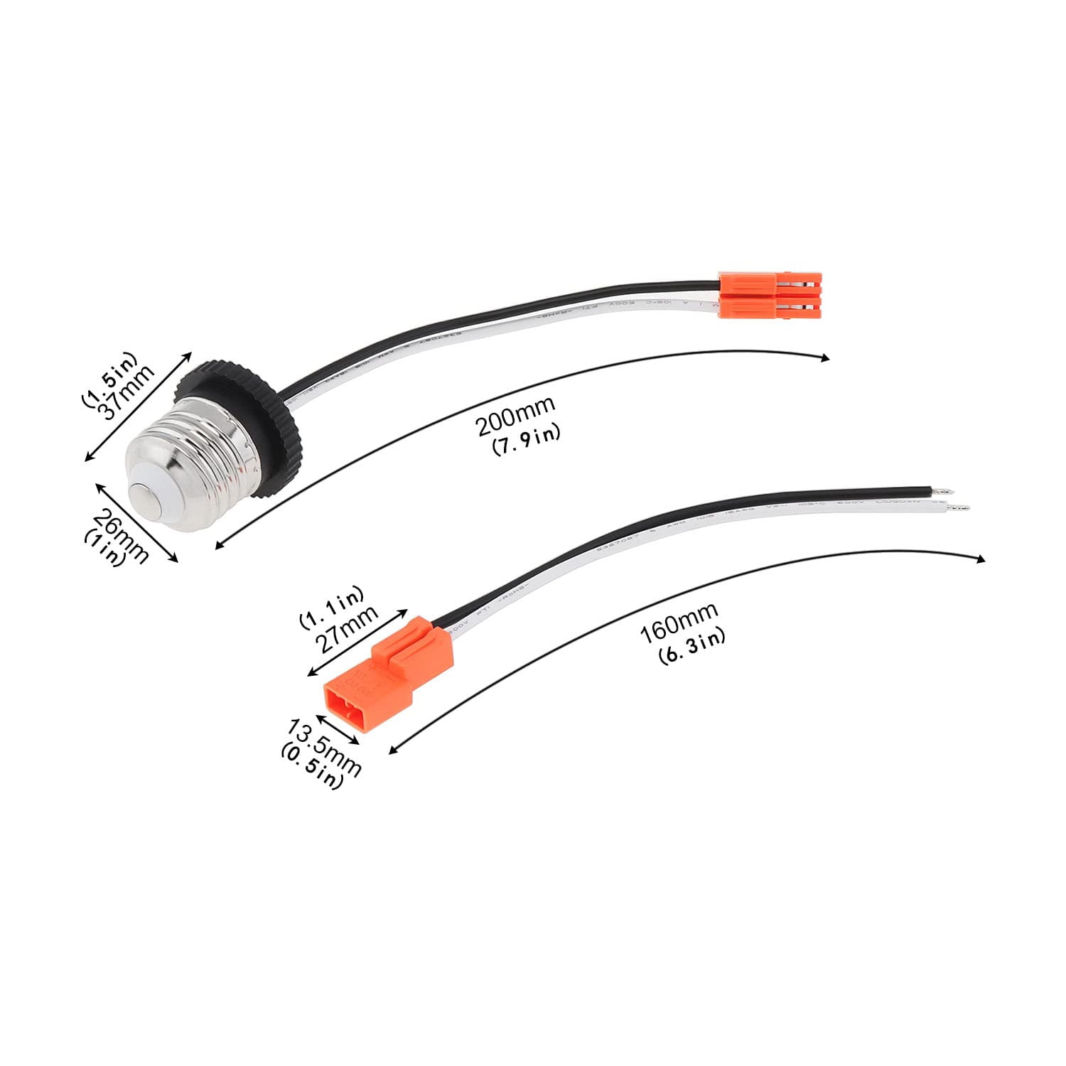 TRHOO-E26 Socket Adapter, Medium Base Male Screw in Light Bulb Socket ...