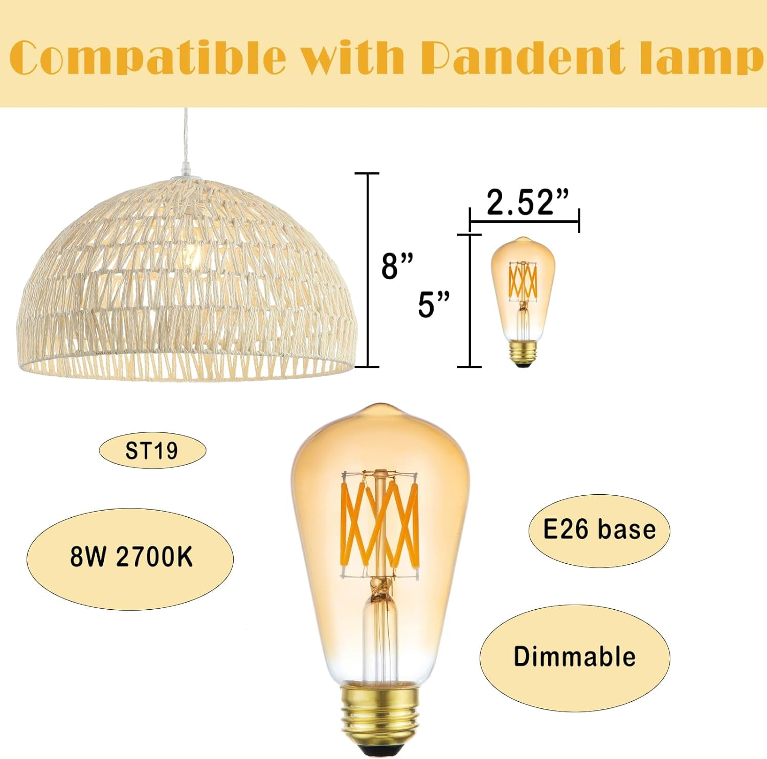 TRHOO-Edison Bulbs Led Lights 80W Equivalent, 8 Watt Dimmable Warm ...