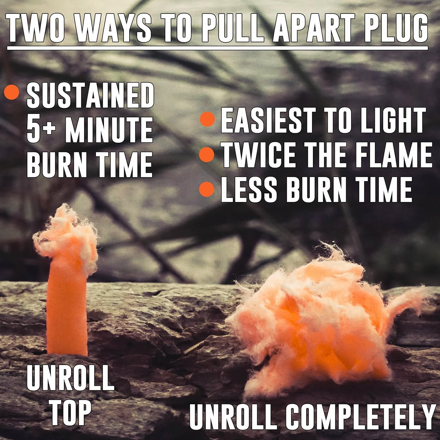 TRHOO-FIRE Starter Plugs (25 Pack) with Ferro Rod in Can | Weather ...
