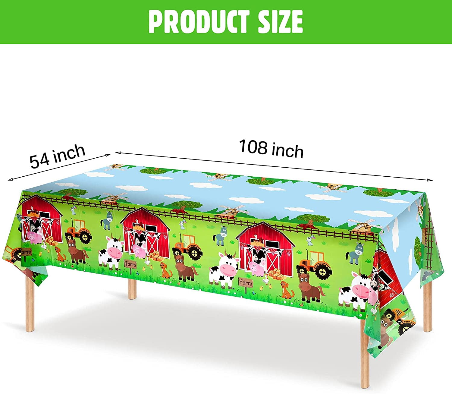 TRHOO-Farm Animals Party Tablecloth Farmhouse Disposable Plastic Table ...