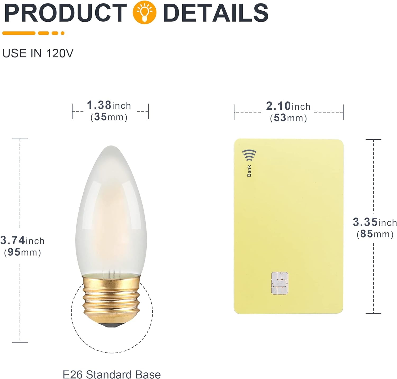 TRHOO-Frosted E26 LED Candle Bulb 25W Equivalent- 2W Dimmable Vintage Chandelier LED Light Bulbs ...