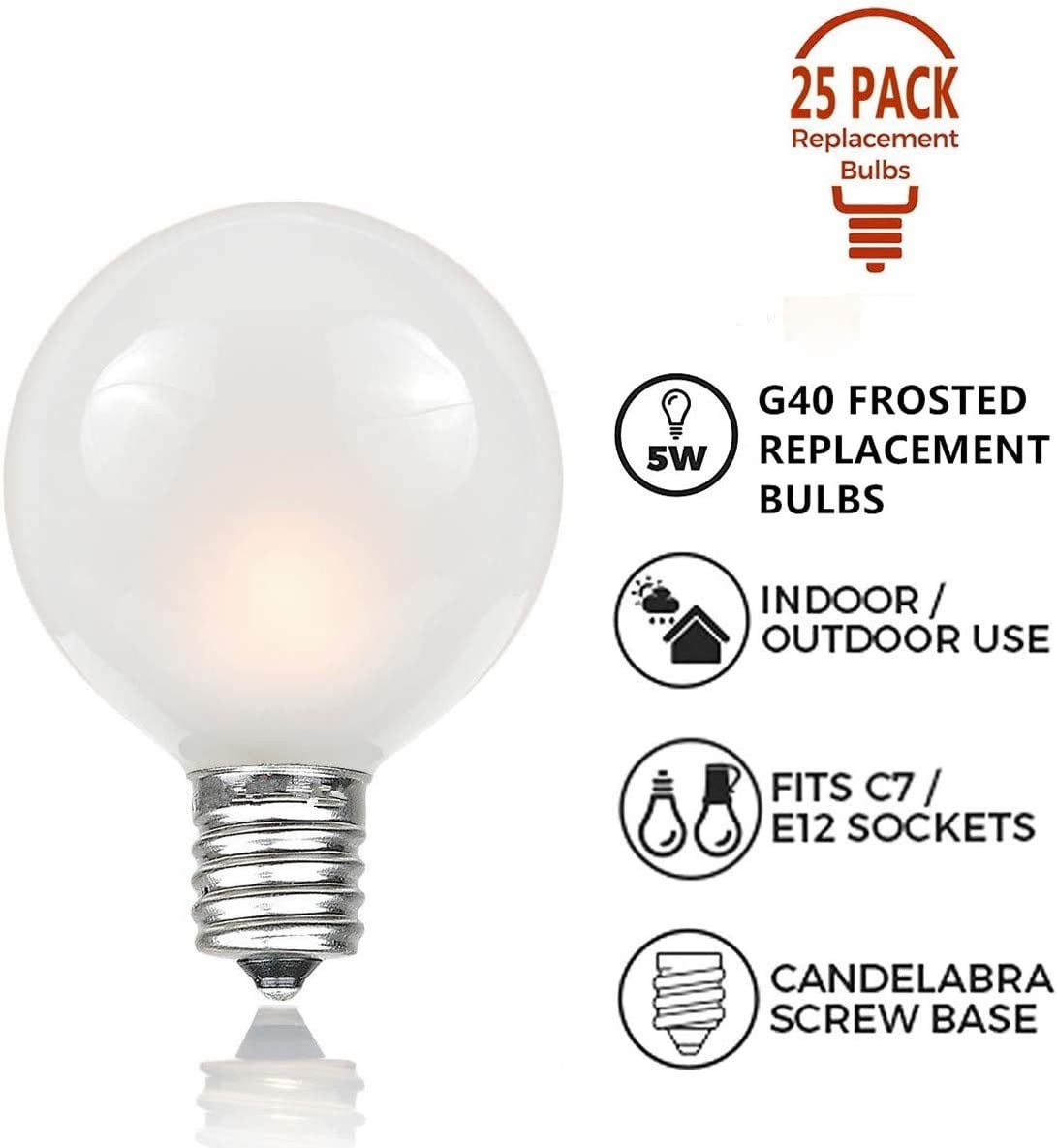 TRHOO-G40 Globe Replacement Bulbs with Frosted White, 1.5 Inch -5 Watt ...