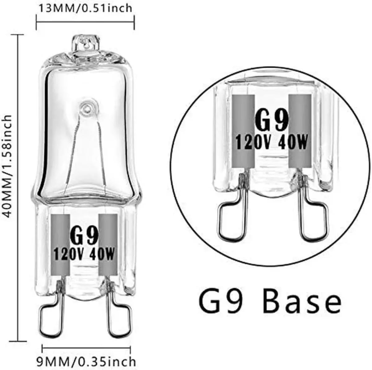 TRHOO-G9 Bulb 40W, G9 Halogen Light Bulbs 2 Pin Base 120V Xenon Small ...
