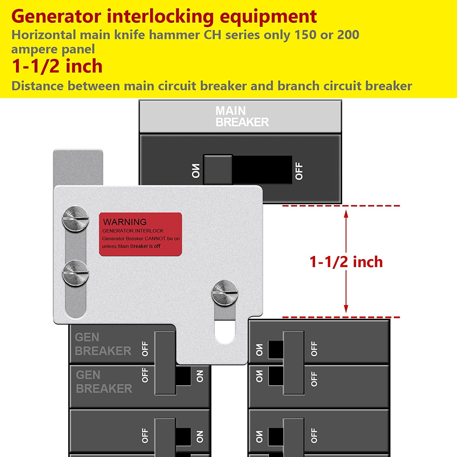 TRHOO-Generator Interlock Kit Compatible with Horizontal Main Cutler ...