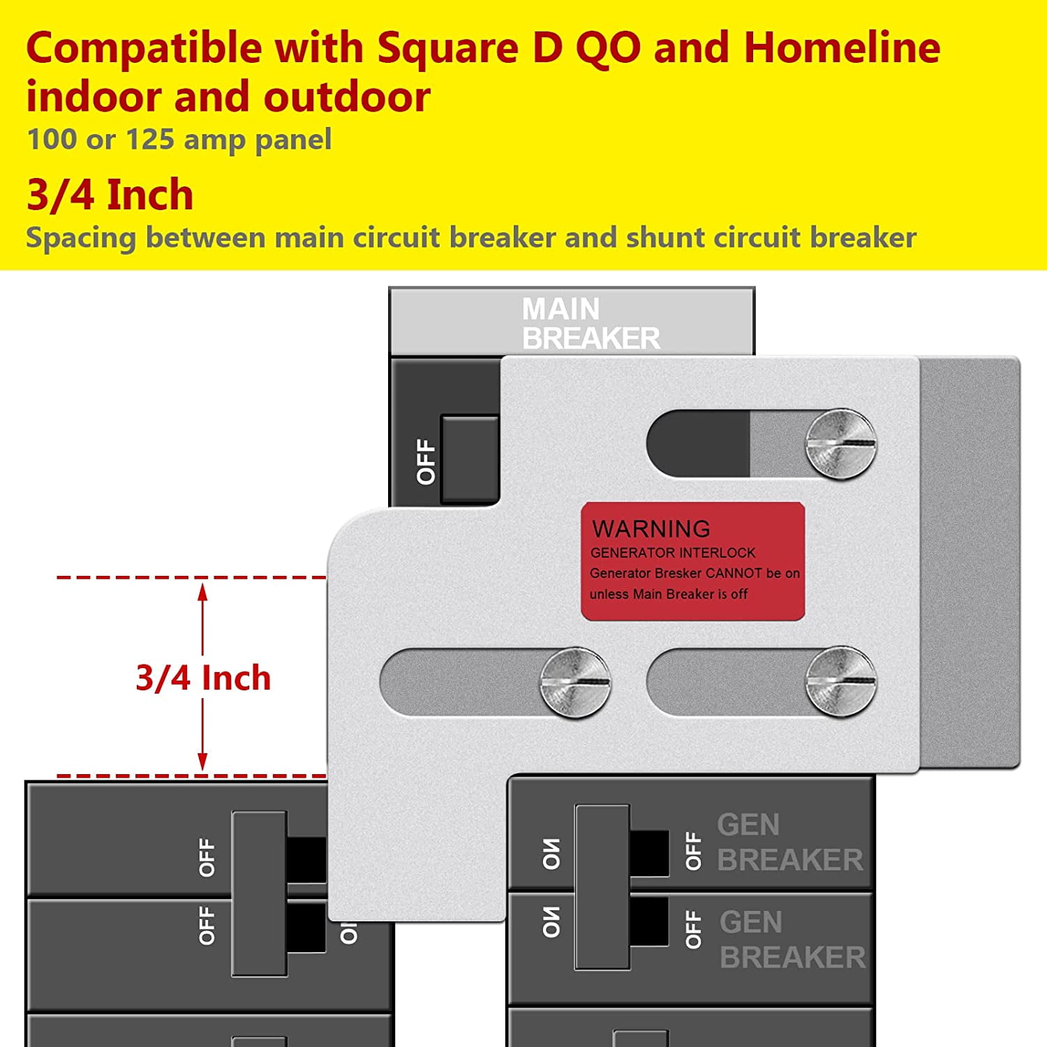 TRHOO-Generator Interlock Kit Compatible with Square D QO & Homeline ...