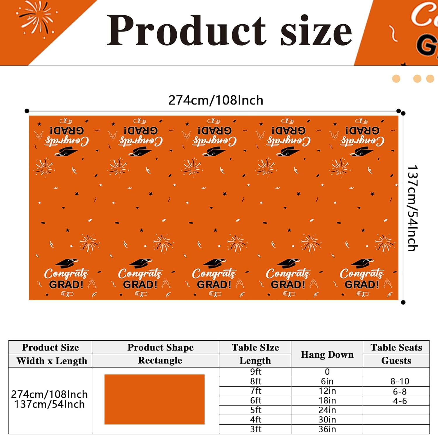 TRHOO-Graduation Decorations 2025, 2 Pack Orange Gold Graduation ...