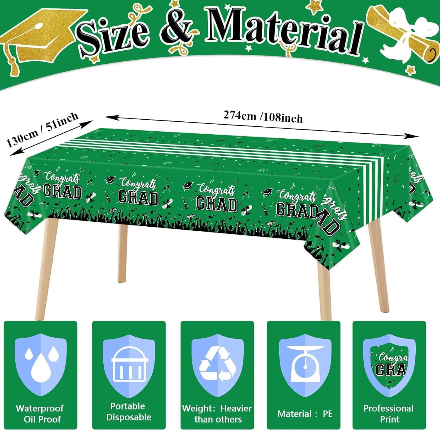 TRHOO-Graduation Party Decorations Gongrats Grad Tablecover Graduation ...
