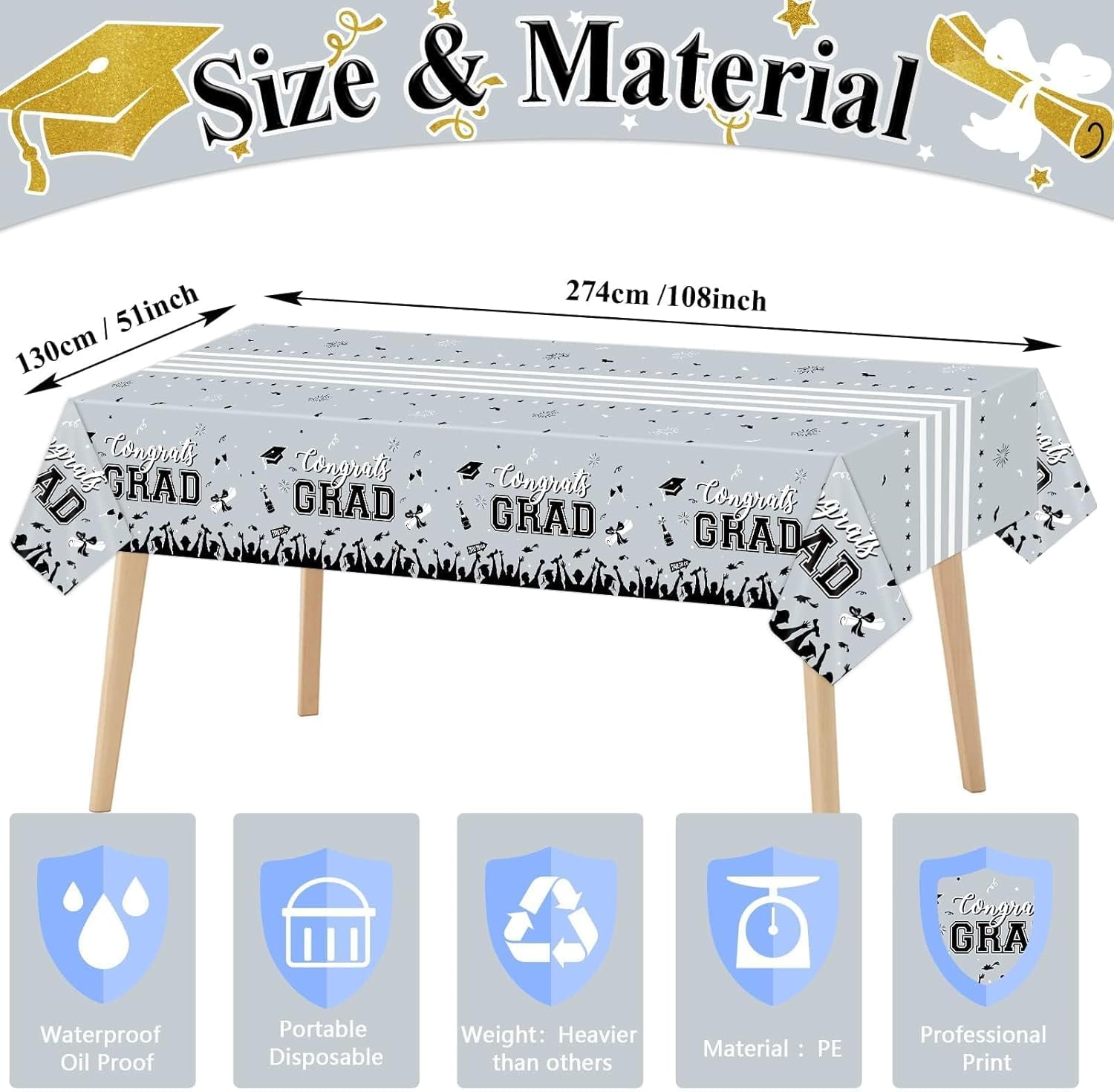TRHOO-Graduation Party Decorations Gongrats Grad Tablecover Graduation ...