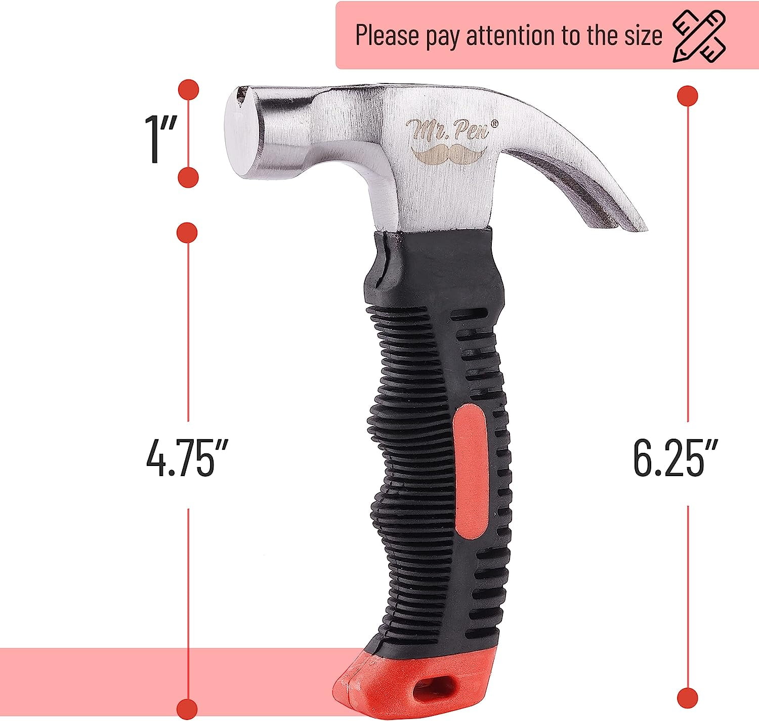 TRHOO-- Hammer, 8oz, Small Hammer, Camping Hammer, Claw Hammer, Stubby ...