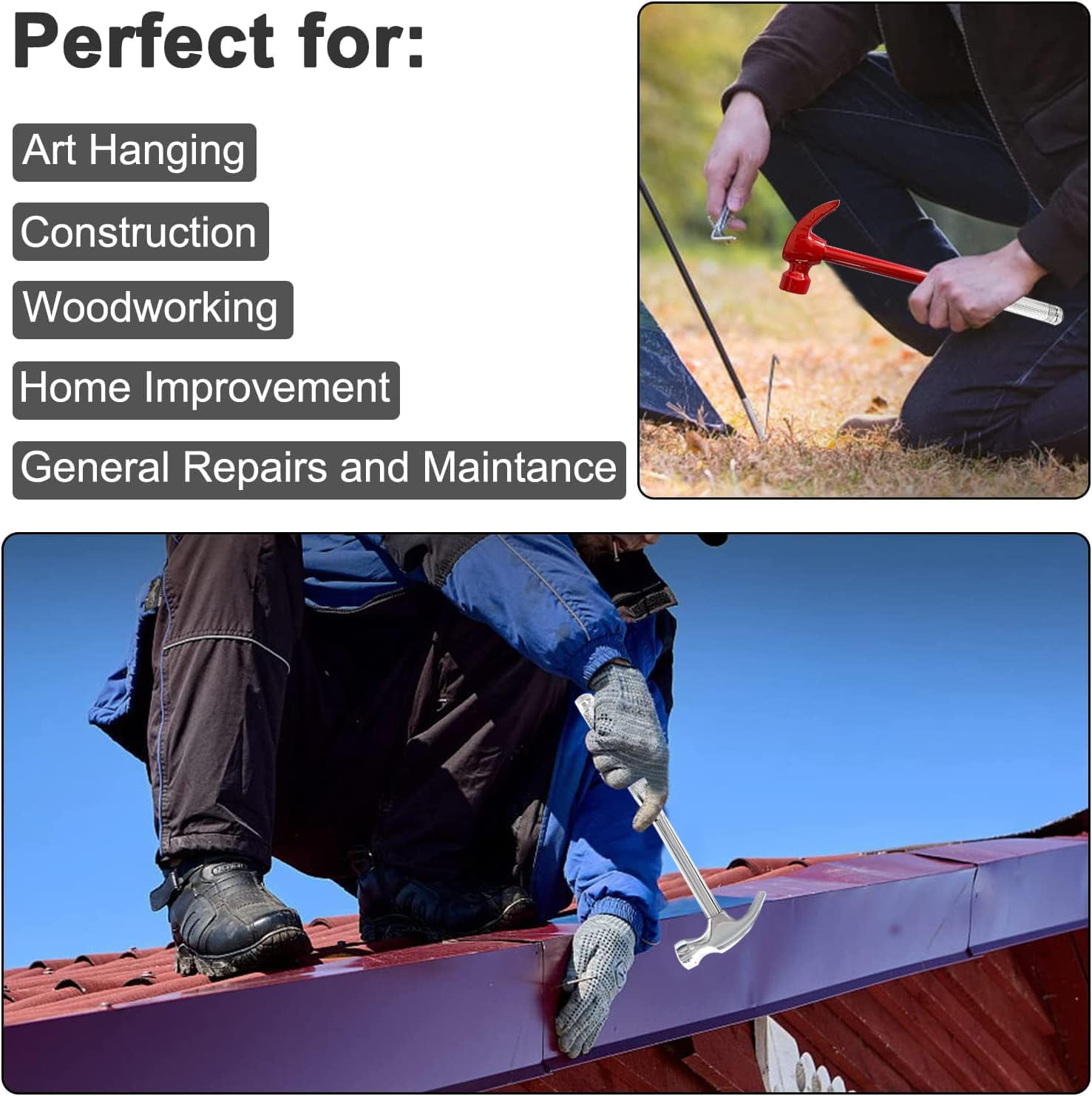 TRHOO-Hammer Brass Hammer with Screwdriver, 6 in 1 Small Hammer ...