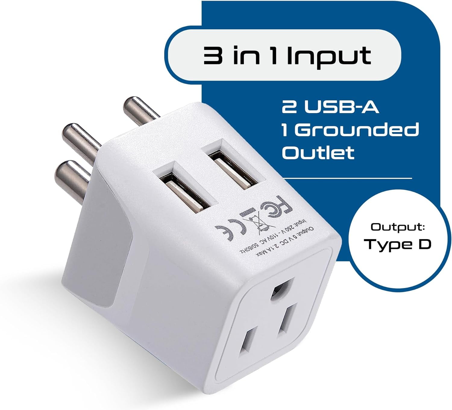 TRHOO-India, Nepal, Bangladesh Travel Adapter Plug with Dual USB - Type ...