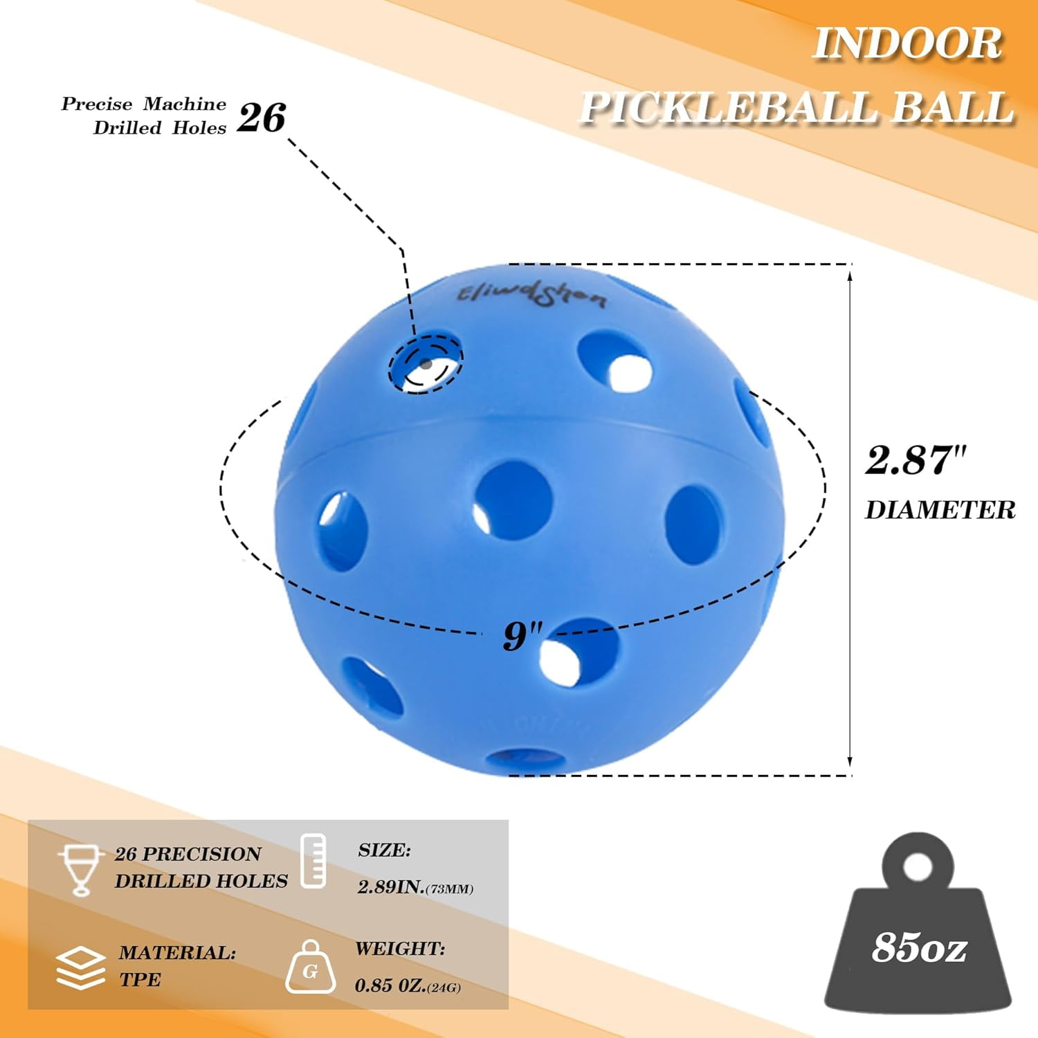 TRHOO-Indoor Pickleball Balls|Crack-Resistant| 26 Holes | 6Pack, 12 ...