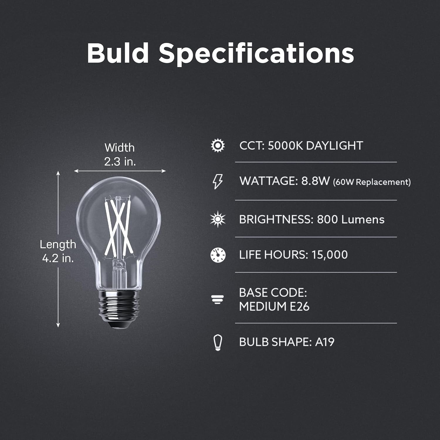 TRHOO-LED Built-in Dusk to Dawn Sensor Intellibulb - Clear Filament A19 ...