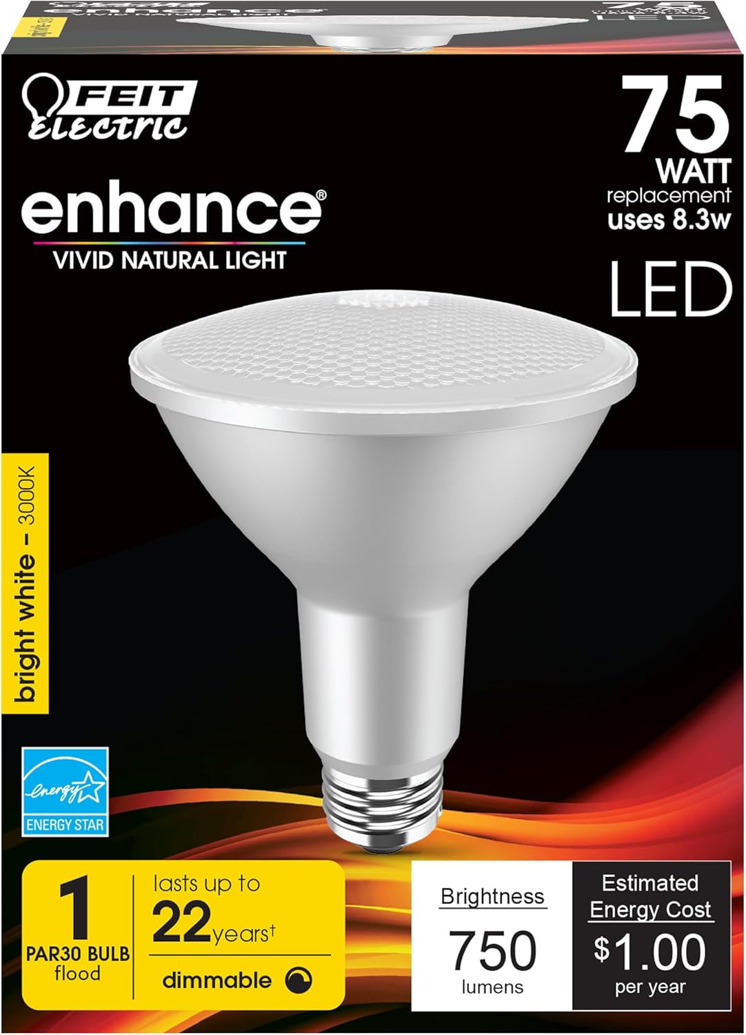 TRHOO-LED PAR30L Bulb, 75W Equivalent, Dimmable, 3000K Warm White, 750 ...