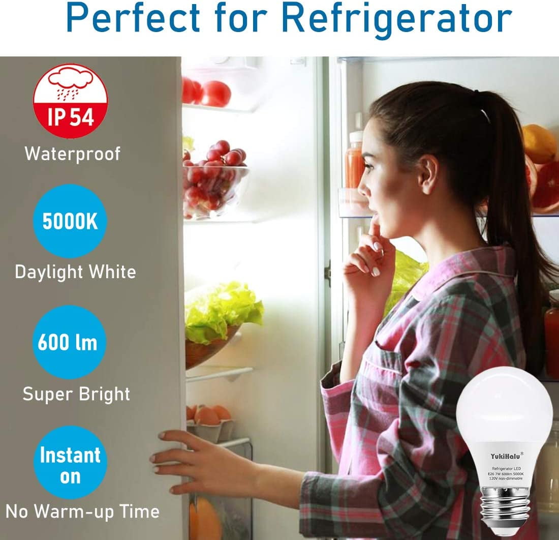 TRHOO-LED Refrigerator Light Bulb 60W Equivalent A15 Appliance Fridge ...