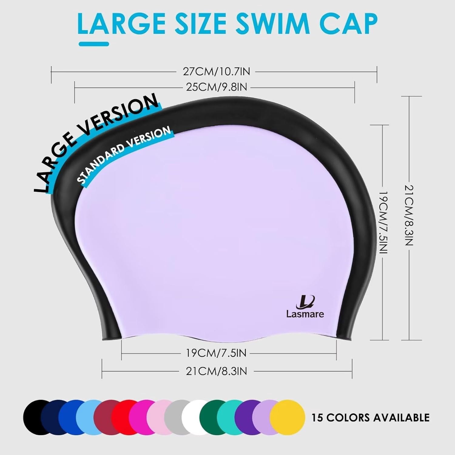 TRHOO-Large Long Hair Swim Cap with Extra Room for Women Men, Silicone ...