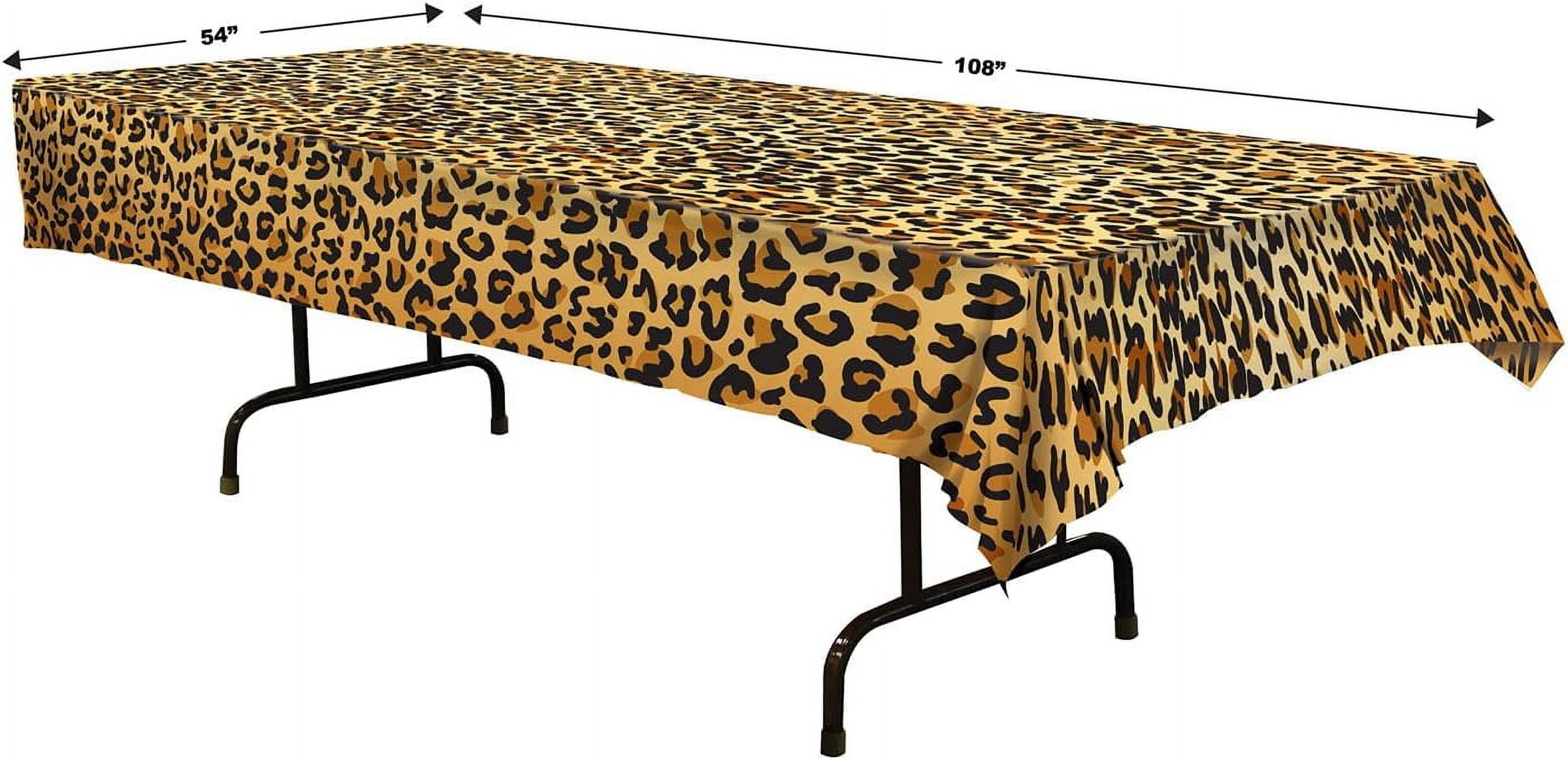 TRHOO-Leopard Print Tablecovers, 2 Count- Plastic Rectangular Animal ...
