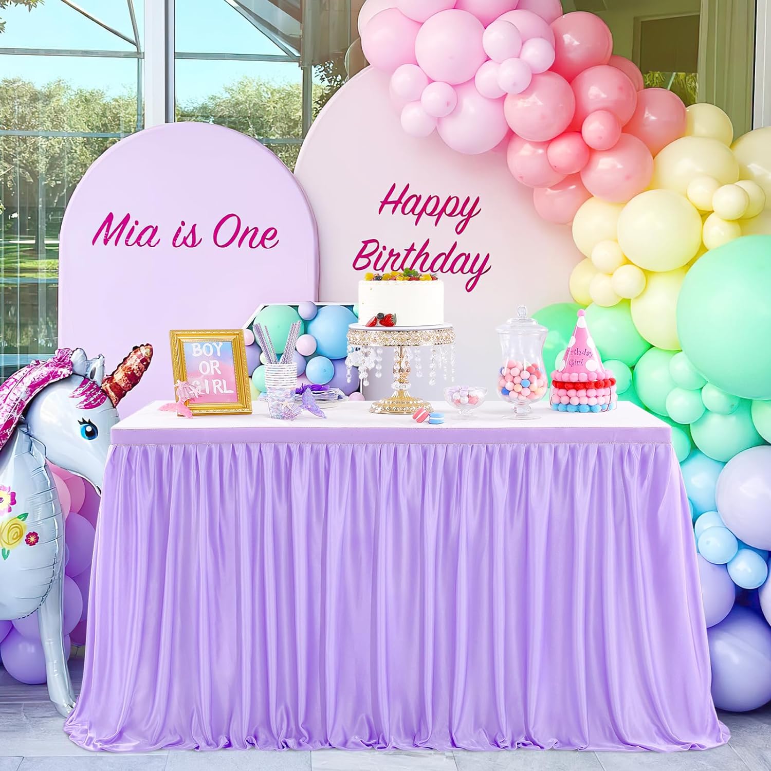 TRHOO-Light Purple Table Skirt for Rectangle Tables 6ft Purple Table ...