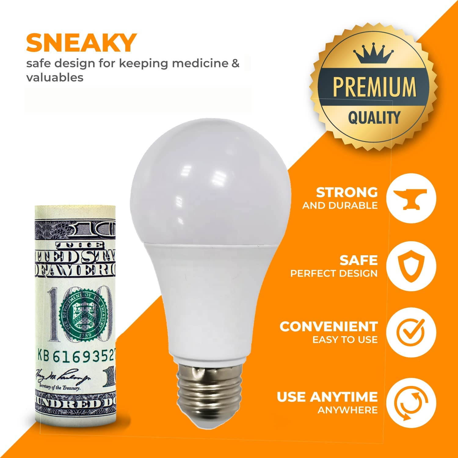 TRHOO-Lightbulb Diversion Safe - (2 Pack) Hidden Secret Compartment to ...