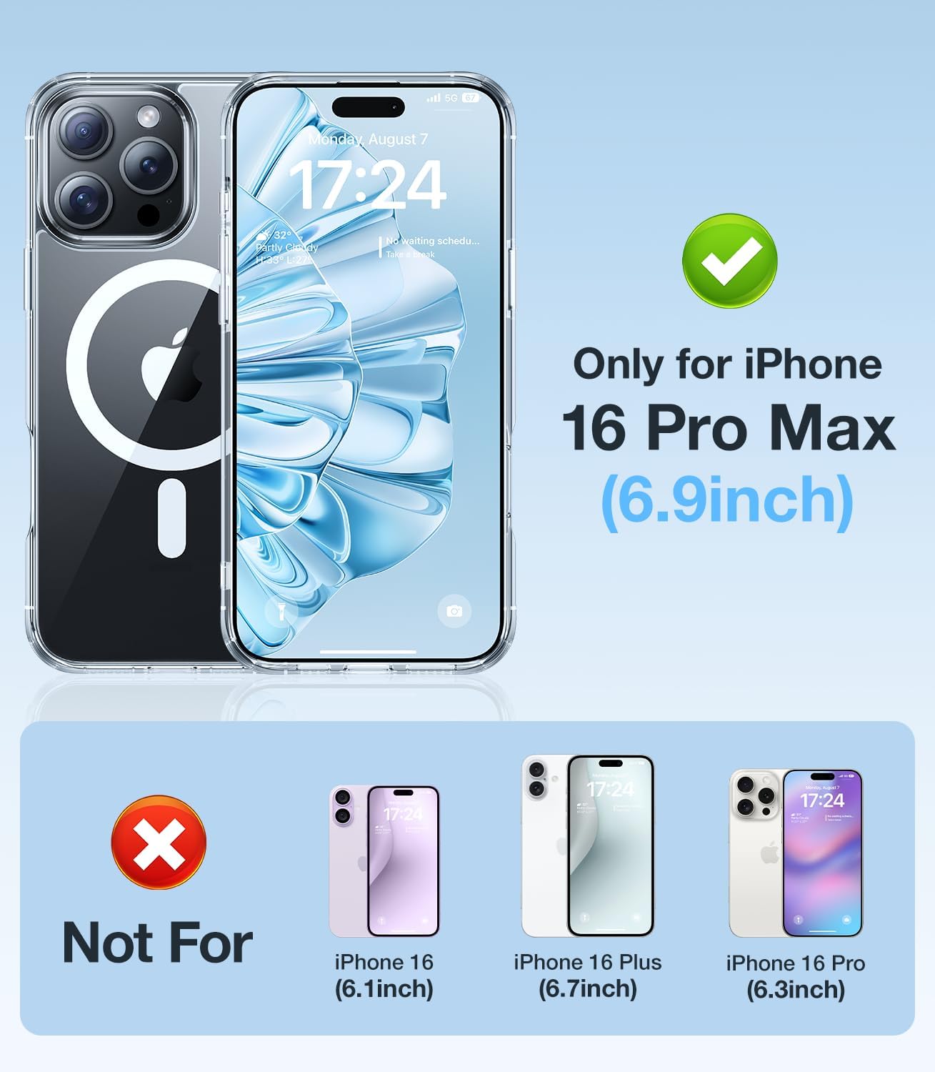 TRHOO-Magnetic Case for iPhone 16 Pro Max, with 5X Glitter Cards & 2X ...