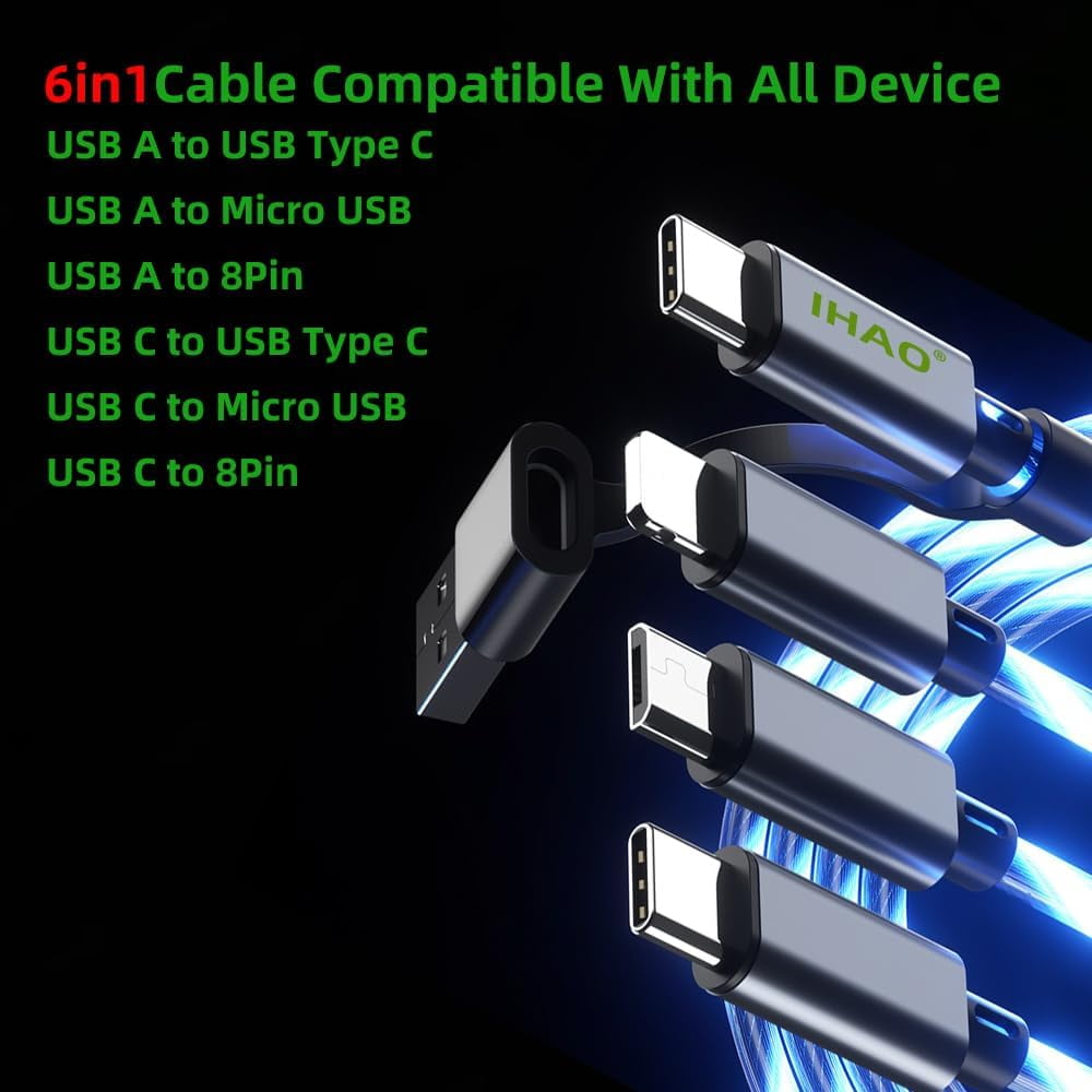 TRHOO-Multi Ports Charger Cable 6 Combinations in One Cable USB A/Type ...