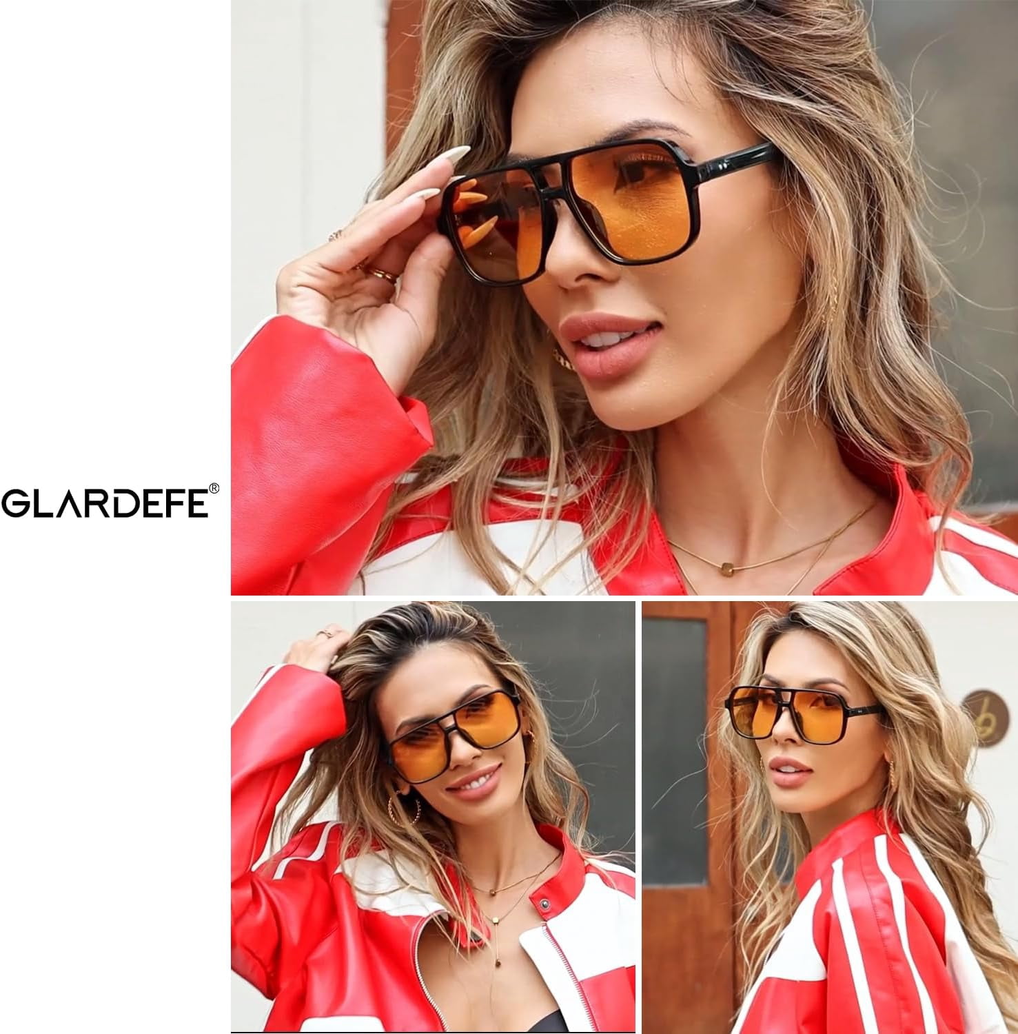 TRHOO-Oversized Aviator Sunglasses for Women Men - Retro 70s Square ...