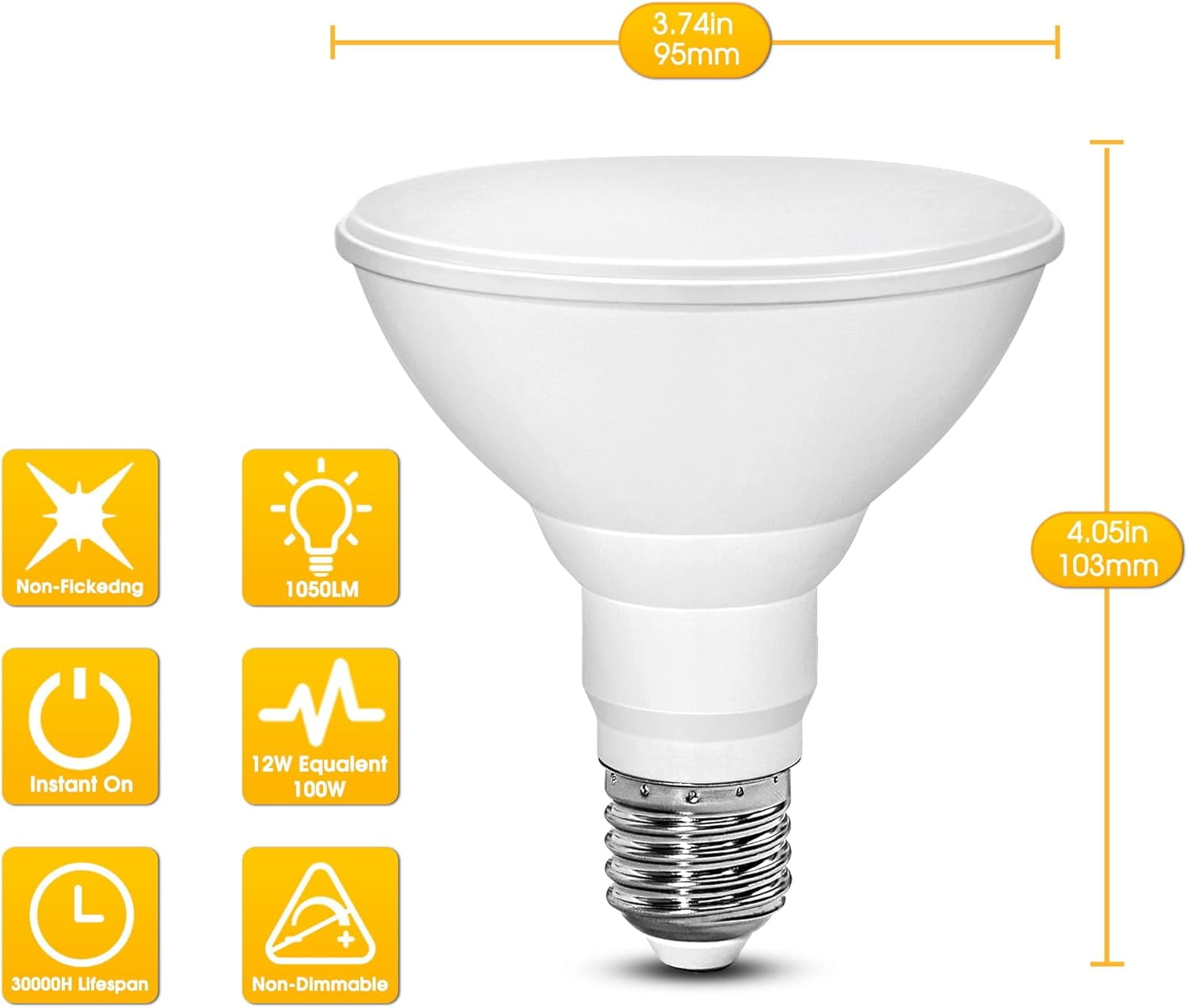 TRHOO-PAR30 LED Yellow Bug Lights for Outside, 100 Watt Equivalent ...