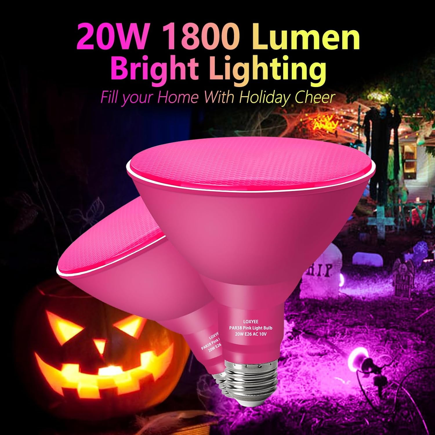 TRHOO-PAR38 Flood Pink Light Bulb,2 Pack-Dimmable,E26 Base Pink Flood ...