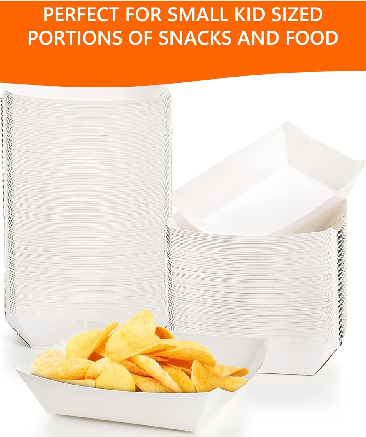 TRHOO-Paper Food Trays, Plain White Boats. Small (1/2LB). 250 Pack ...