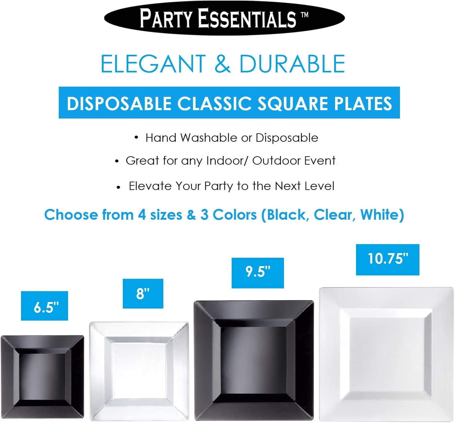 TRHOO-Party Supplies Disposable Classic Square Plastic Plates For ...