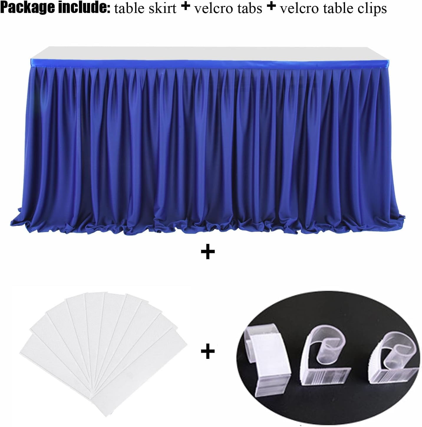 TRHOO-Pleated Royal Blue Table Skirt for Rectangle Desk 6ft Length Baby ...