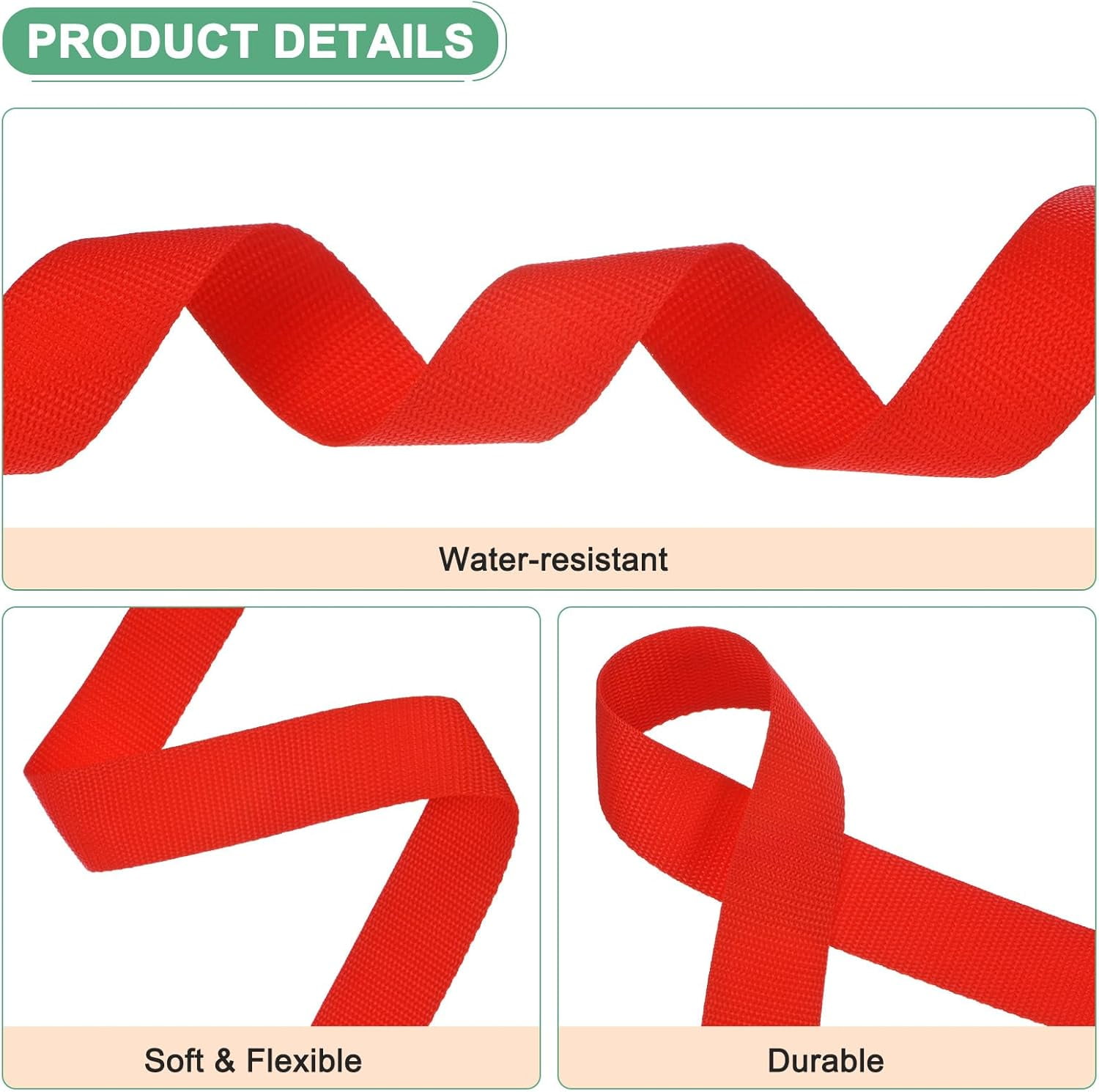 TRHOO-Polypropylene Webbing, 10 Yards 1.5 Inch Durable Poly Strapping ...