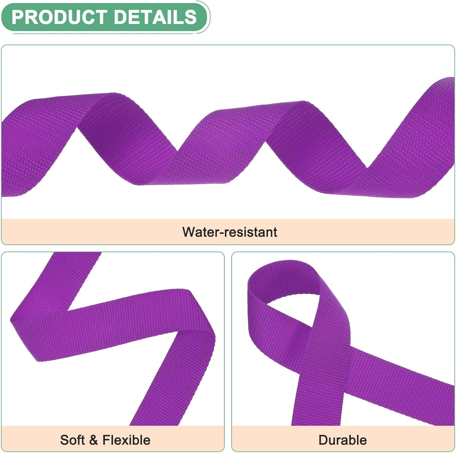 TRHOO-Polypropylene Webbing, 10 Yards 1.5 Inch Durable Poly Strapping ...