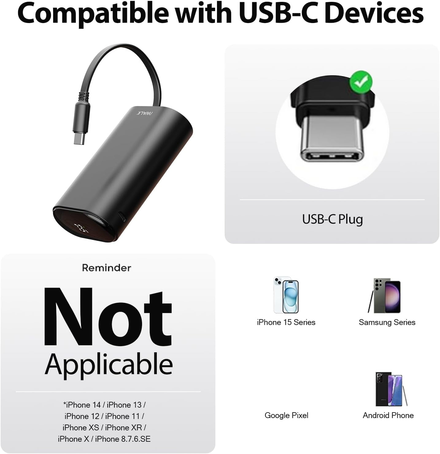 TRHOO-Portable Charger 9600mAh 18W PD Fast Charging, Power Bank with ...