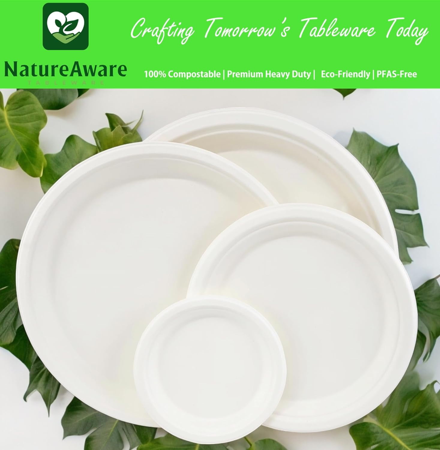 TRHOO-Premium 11 Inch Round White Paper Plates [50-Pack] -100% ...