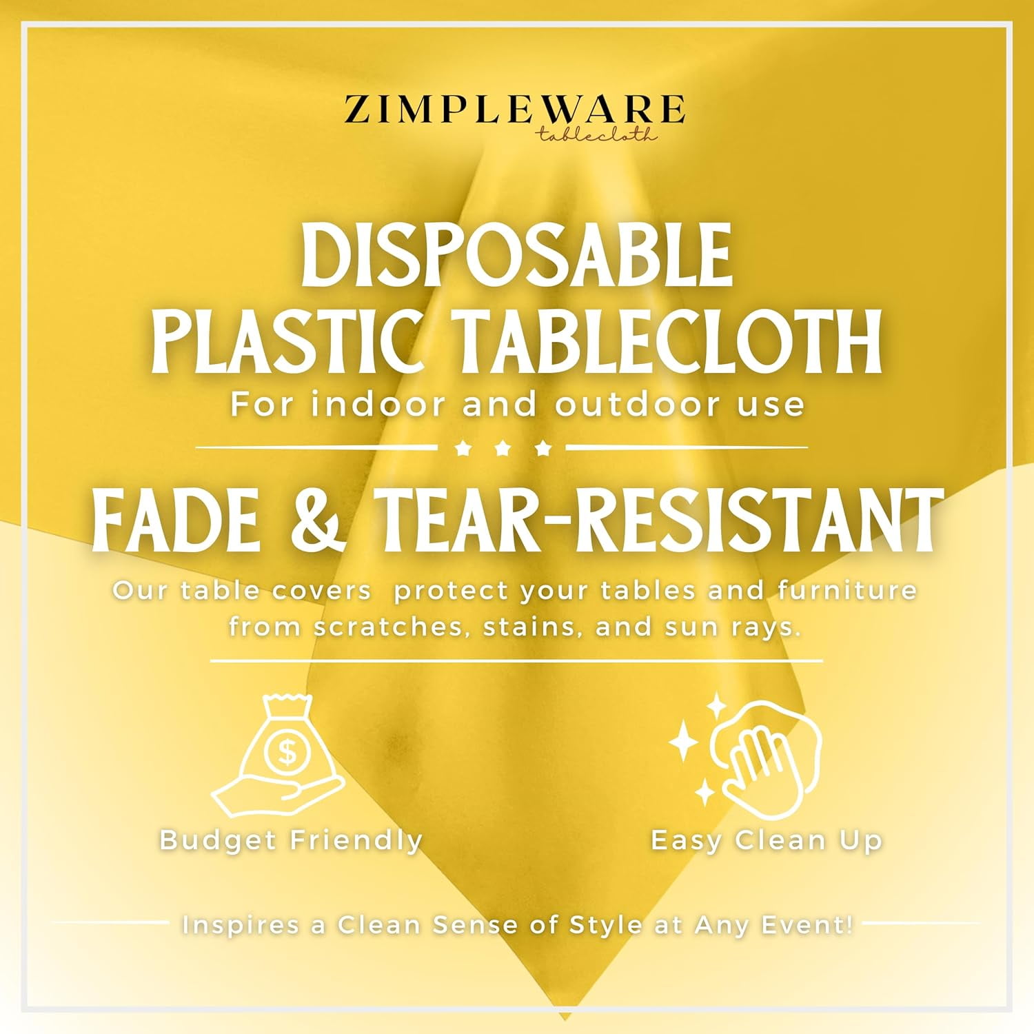 TRHOO-Premium Yellow Plastic Table Cloth Disposable (12 Pk) Plastic ...