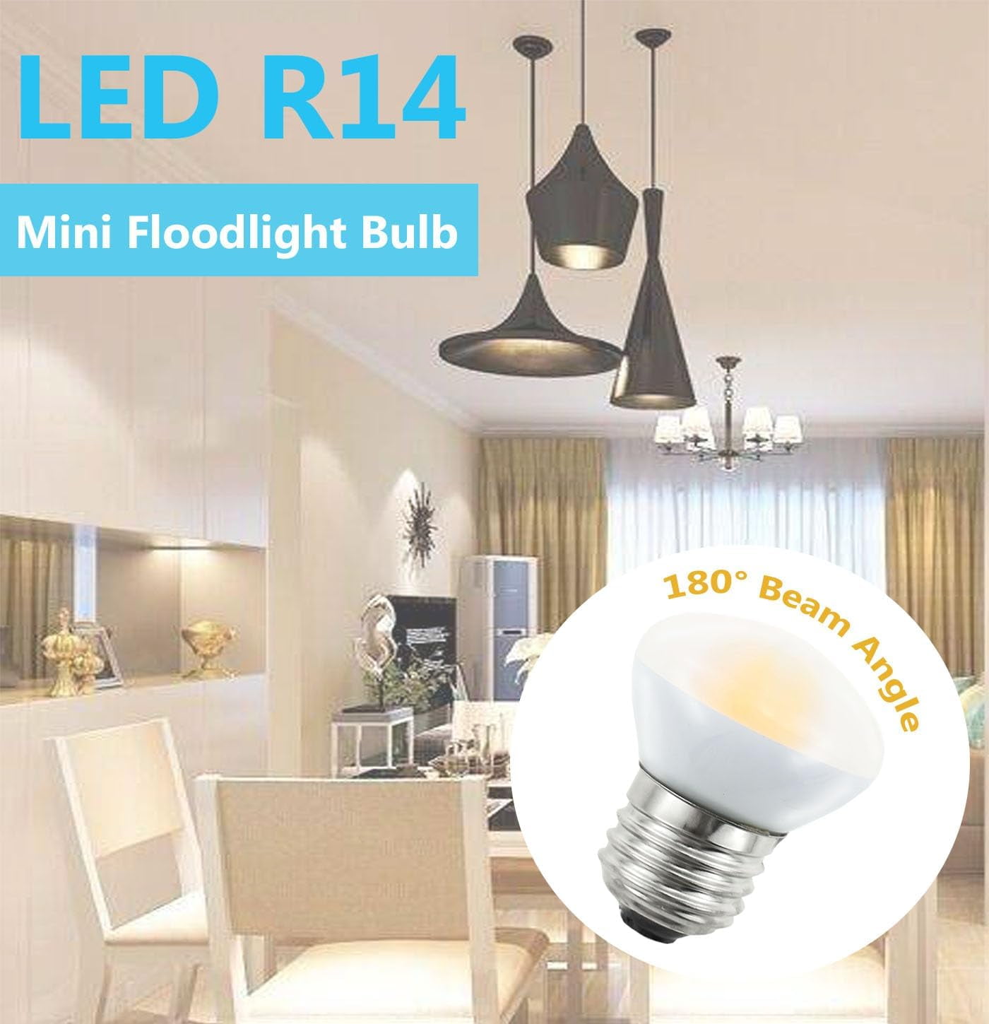 TRHOO-R14 LED Bulb 4W(40W Equivalent) Mini Reflector Flood Light Bulbs ...
