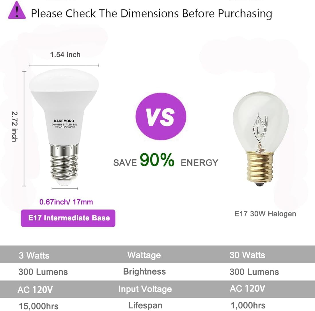 TRHOO-R14 LED Bulb Dimmable E17 Intermediate Base Mini Reflector Light ...