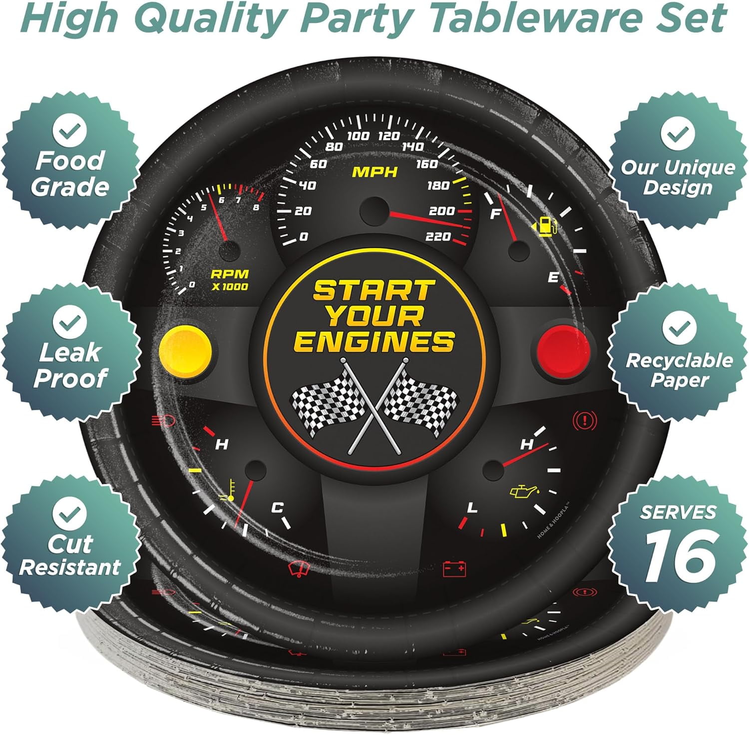 TRHOO-Race Party Supplies - Start Your Engines Round Paper Dinner ...